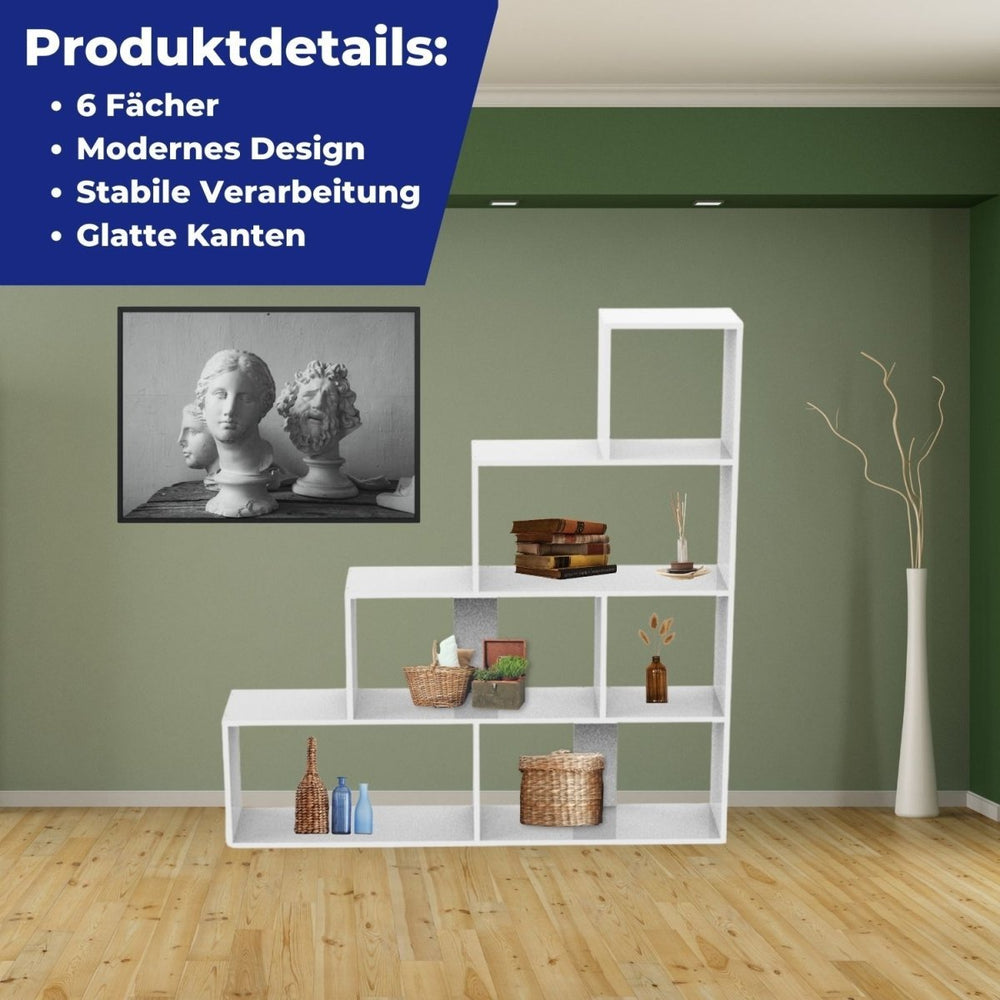 Treppenregal Scala aus Holz 4 Etagen Stufenregal 6 Fächer